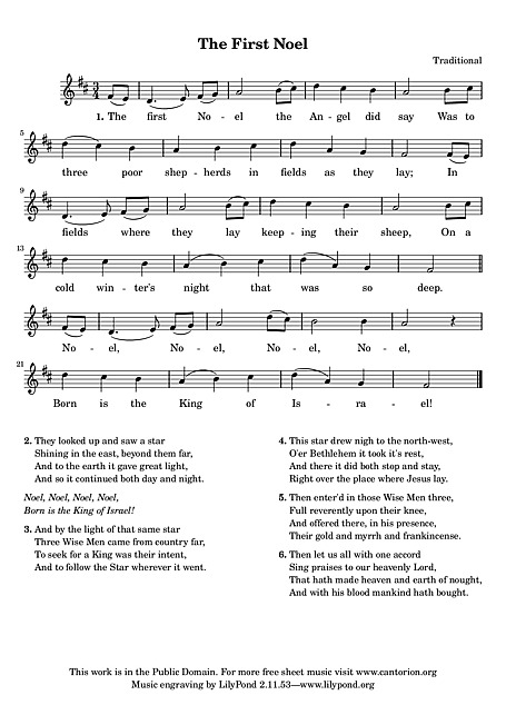 The First Noel Voice - 보컬 - 악보 - 칸톨이온, 무료악보