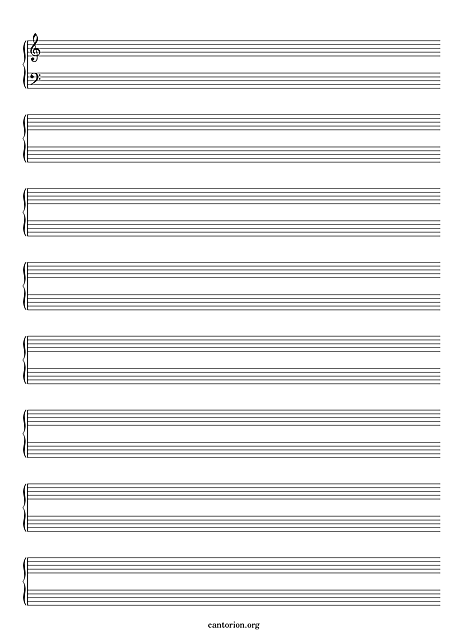 Blank staff paper 10 staves for piano - 피아노 - 악보 - 칸톨이온, 무료악보
