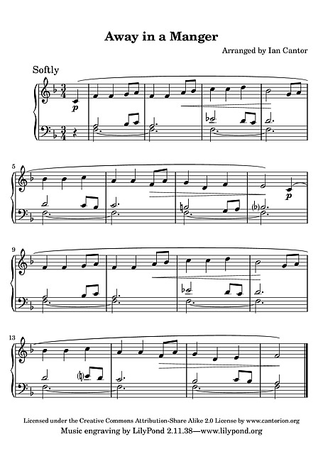 Away In A Manger Easy Piano 피아노 악보 칸톨이온 무료악보